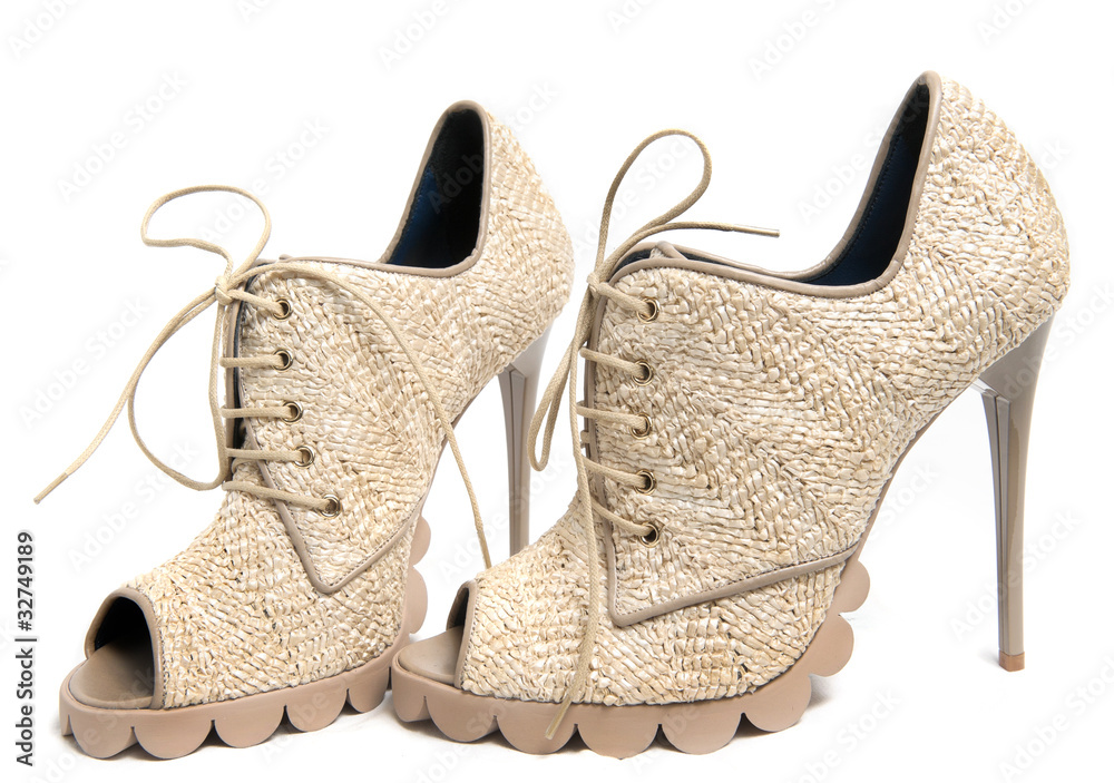 Sexy female high heeled stiletto sandals.Isolated on white Stock Photo ...