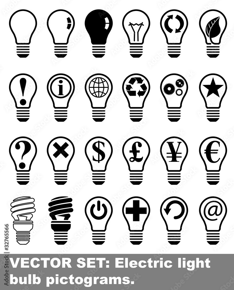Vector set: Electric light bulb pictograms Stock Vector | Adobe Stock