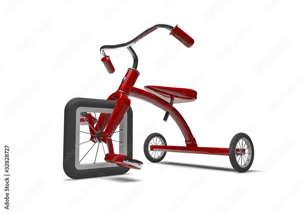 Red tricycle with slight design flaw Stock Illustration | Adobe Stock