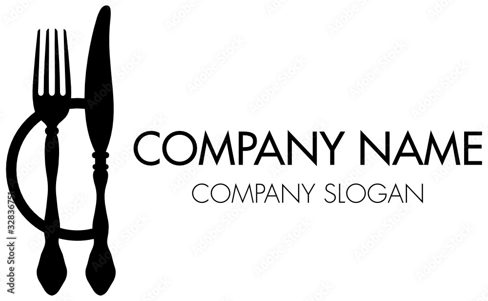 Abstract Company Logo Fork, Knife & Plate Stock Vector | Adobe Stock
