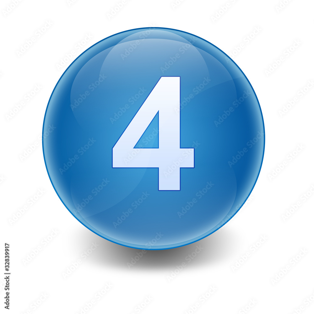 Esfera brillante azul con numero 4 ilustración de Stock | Adobe Stock