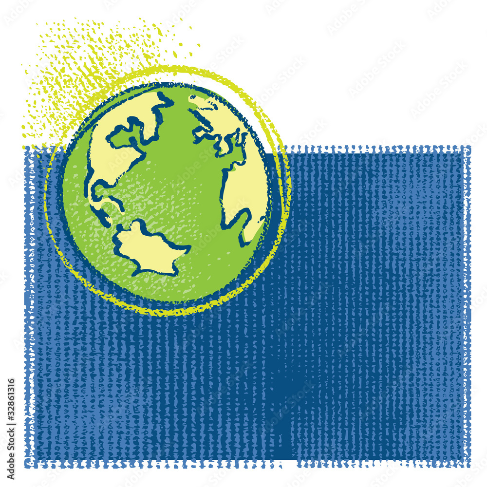 Earth icon, simple grunge chalk drawing, vector Stock Vector | Adobe Stock