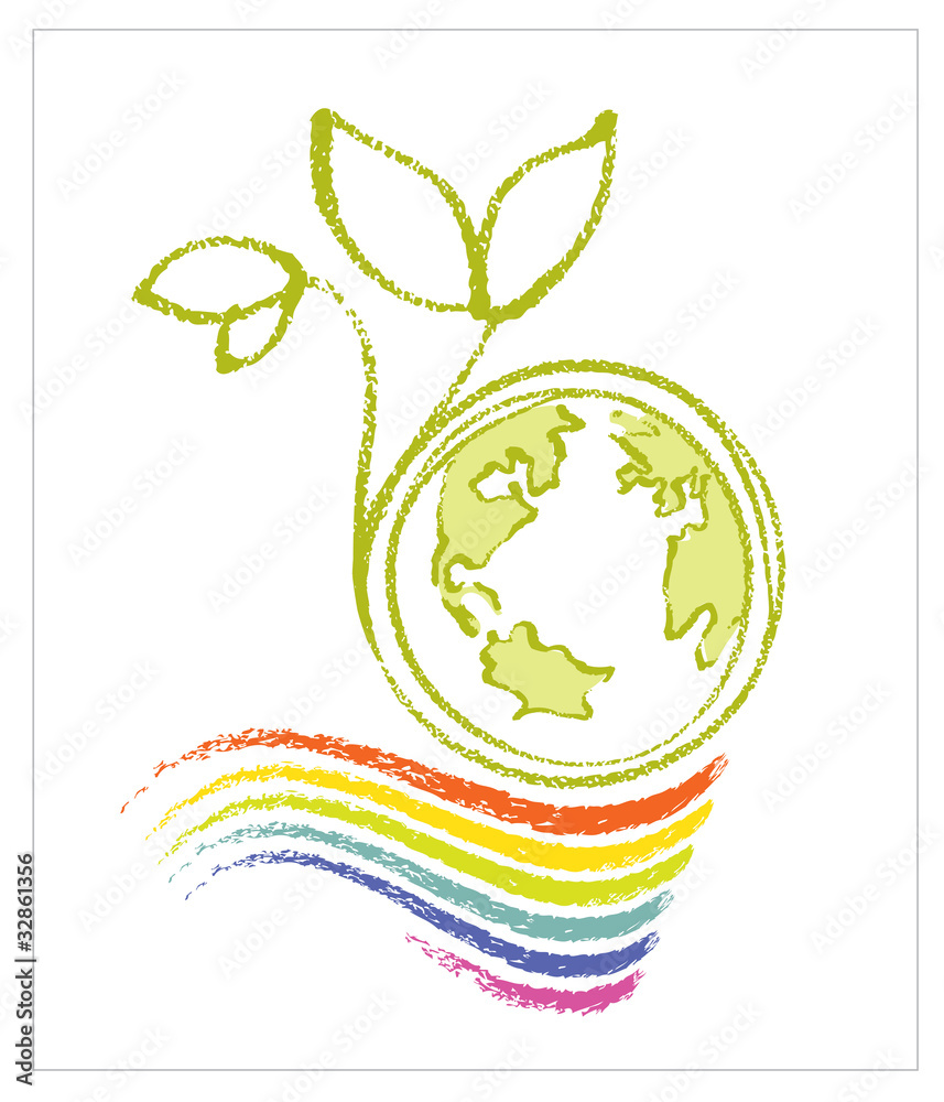 Logo - Eco / Environmental Theme (Earth, rainbow and a little pl Stock ...