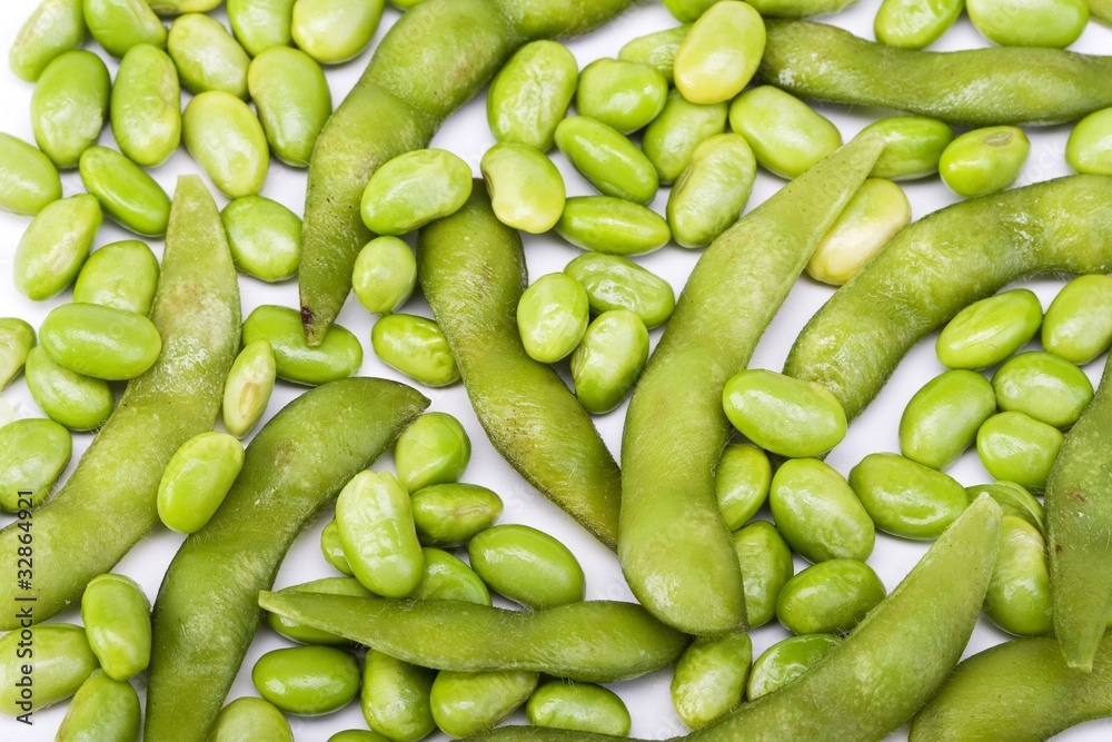 Edamame soy beans background macro Stock Photo | Adobe Stock