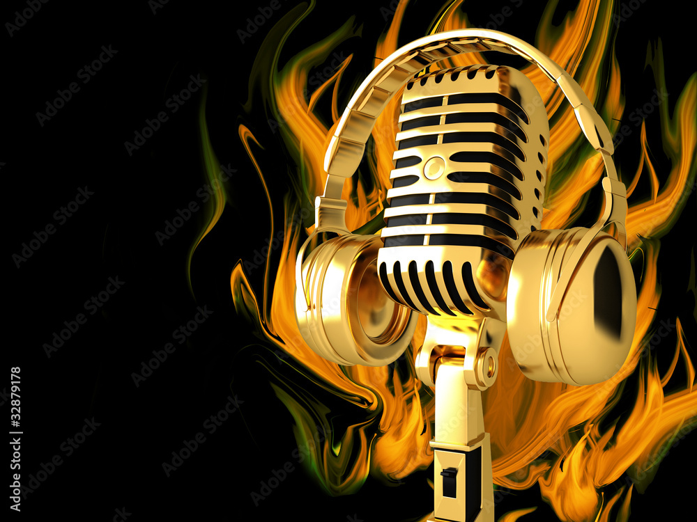 Microphone on abstract musical background Stock Illustration | Adobe Stock