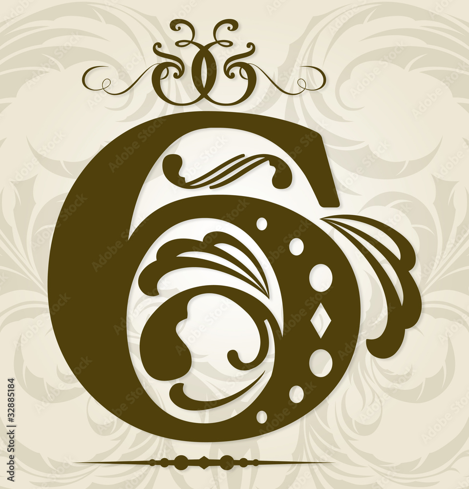 Decorative Number 6 Stock Vector | Adobe Stock