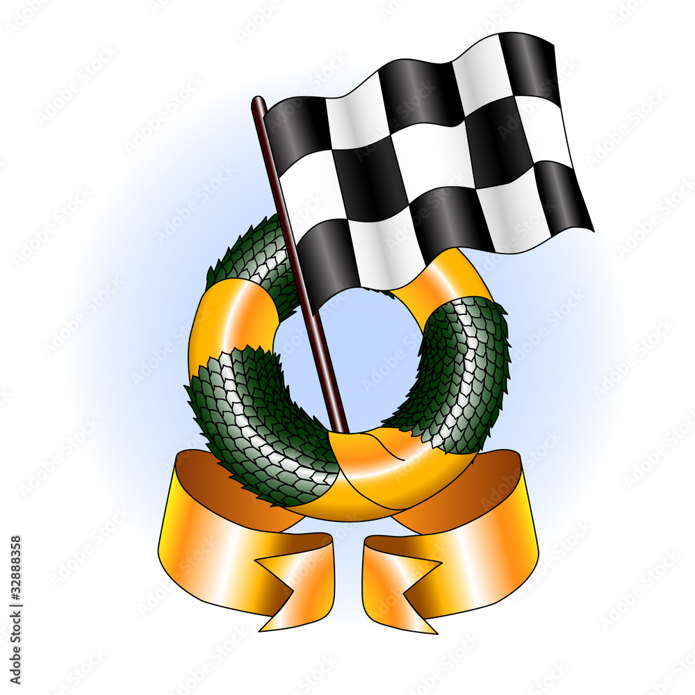 Gewinner des Siegerkranz und Zielflagge Stock-Vektorgrafik | Adobe Stock