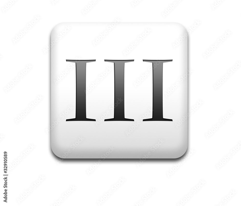Boton cuadrado blanco numero romano 3 ilustración de Stock | Adobe Stock