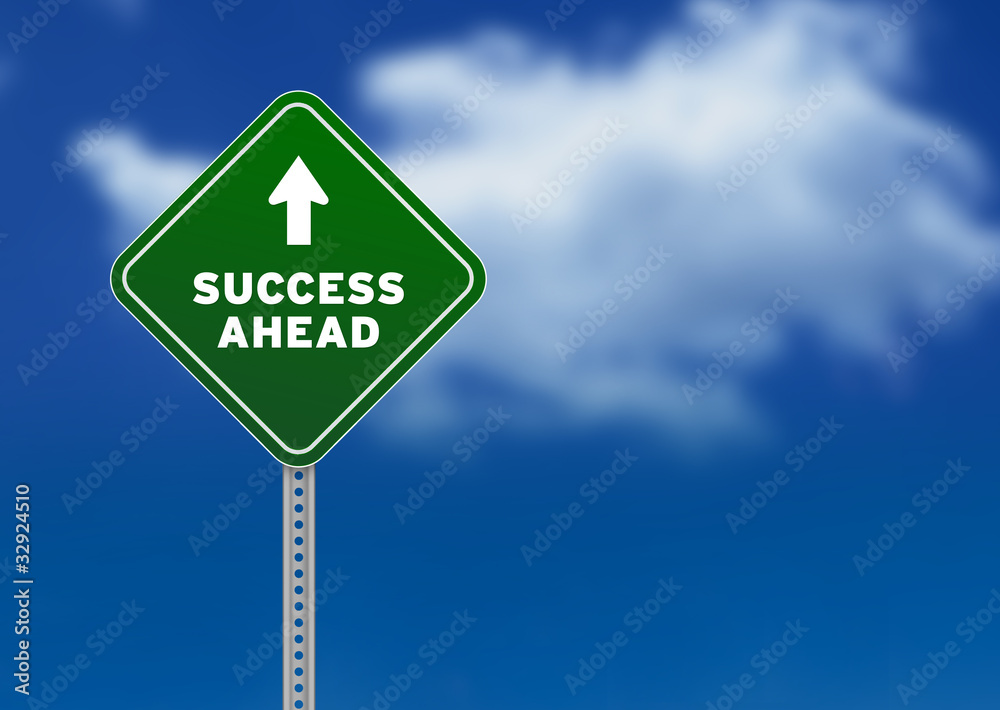 Success Ahead Road Sign Stock Illustration | Adobe Stock