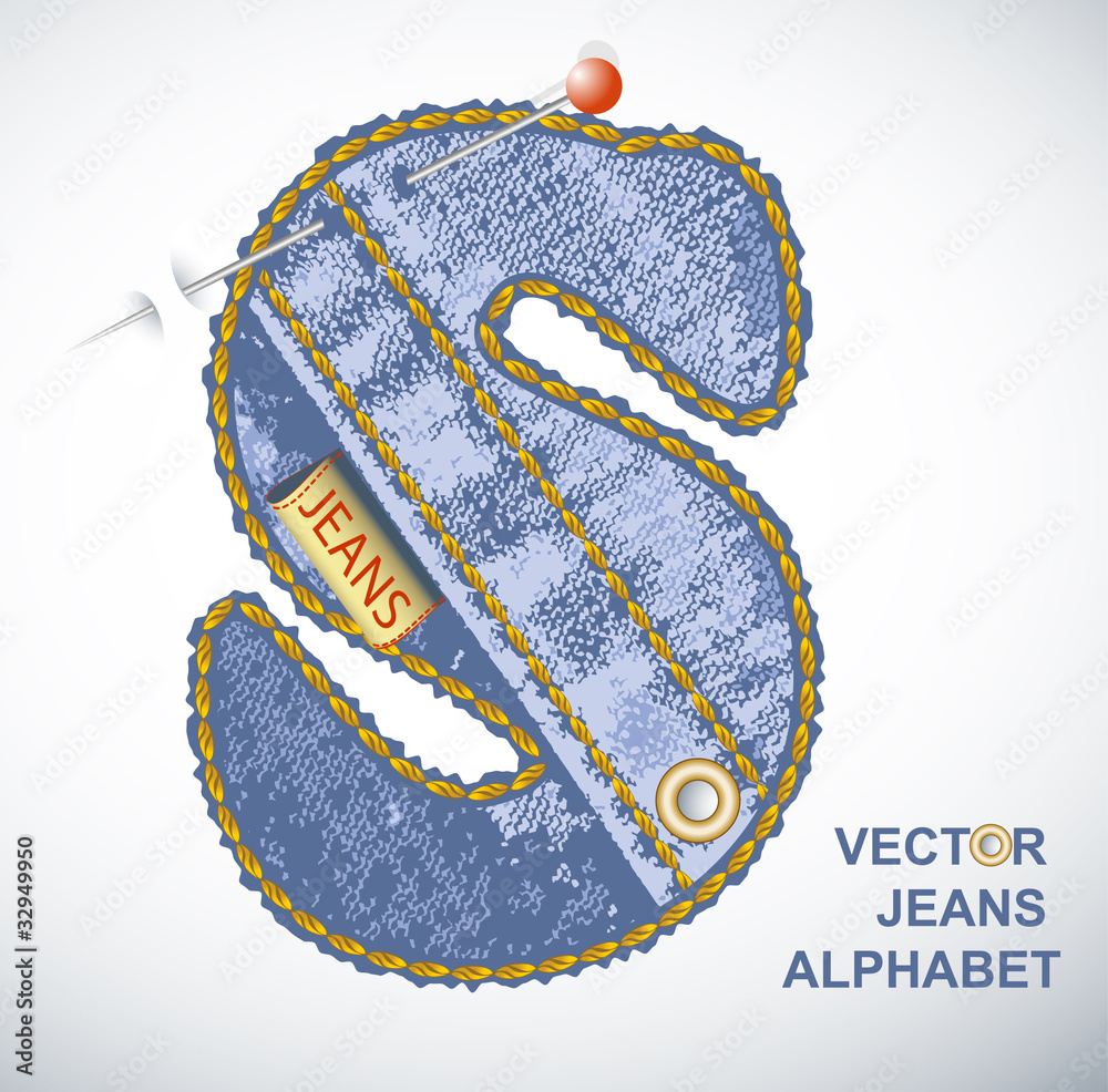 Vector jeans alphabet. Denim texture letter S Stock Vector | Adobe Stock