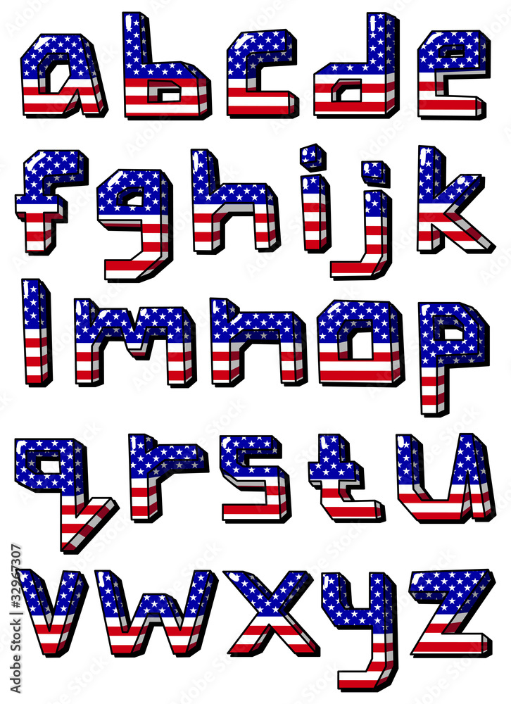 usa small alphabet Stock Vector | Adobe Stock