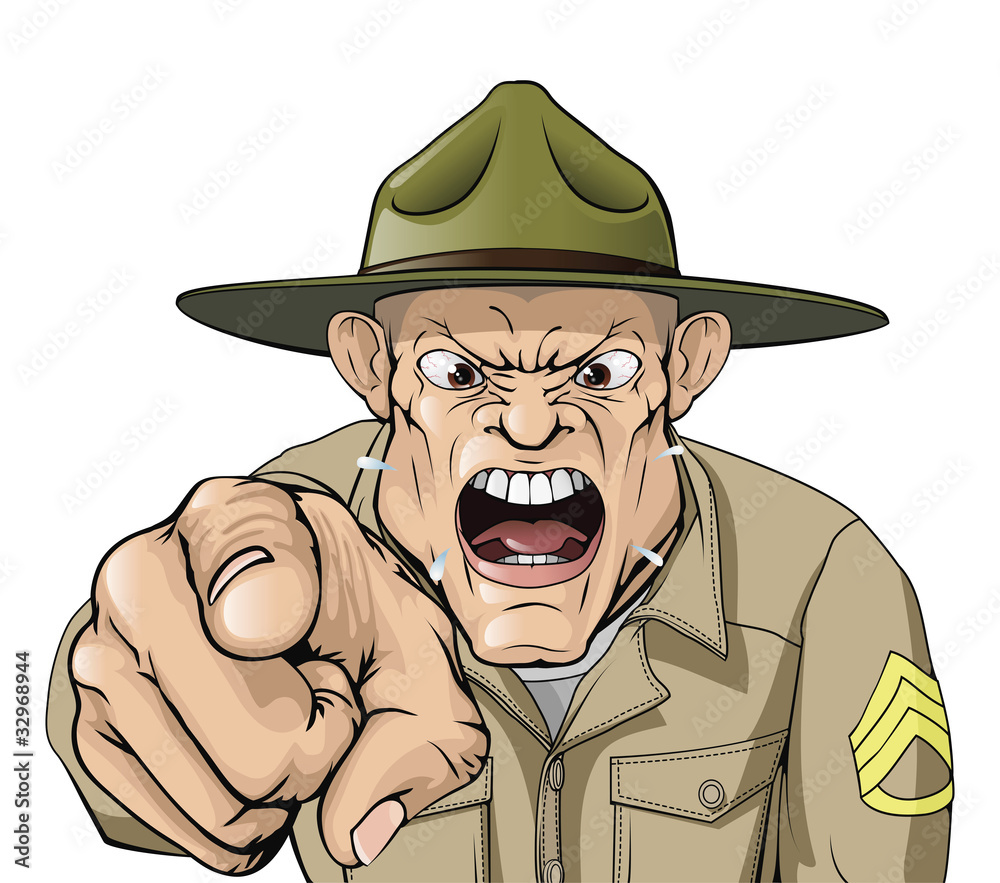 Cartoon angry army drill sergeant shouting Stock Vector | Adobe Stock