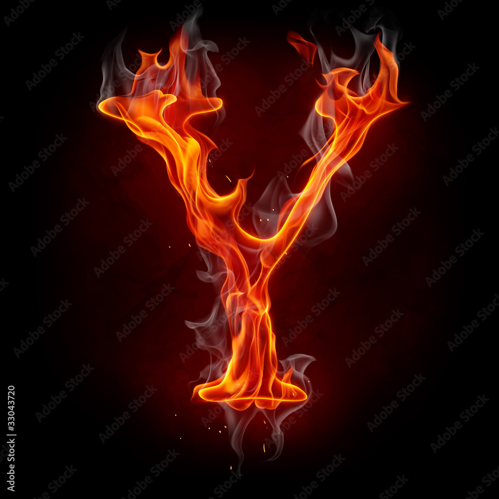 Fire font. Letter Y. Stock Illustration | Adobe Stock
