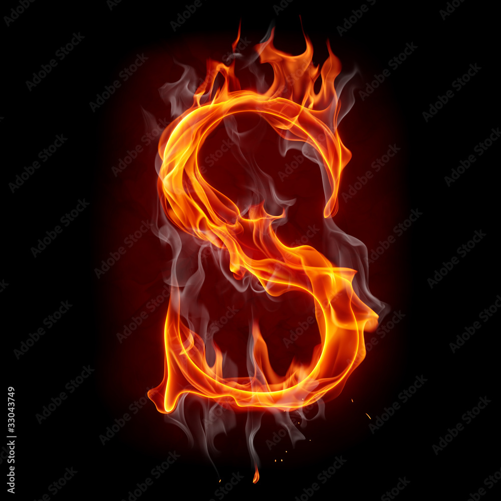 Fire font. Letter S. Illustration Stock | Adobe Stock