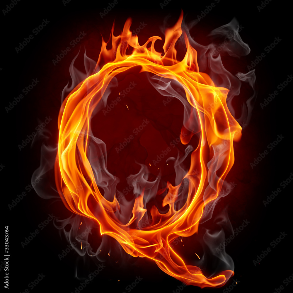 Fire font. Letter Q. Stock Photo | Adobe Stock