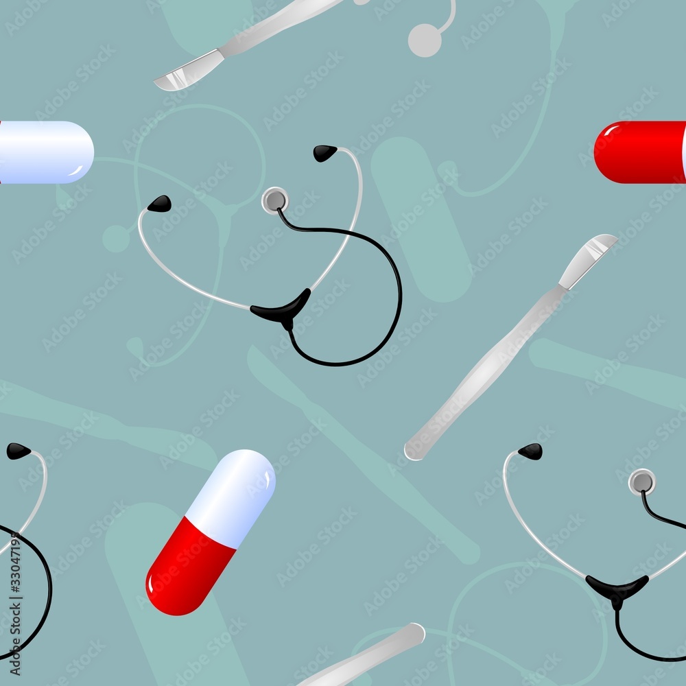 seamless texture with medical instruments Stock Vector | Adobe Stock