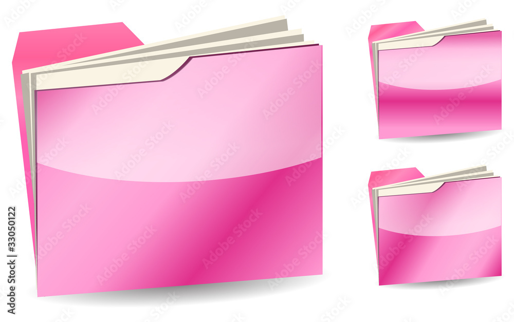 set of pink folder isolated on white background Stock Vector | Adobe Stock