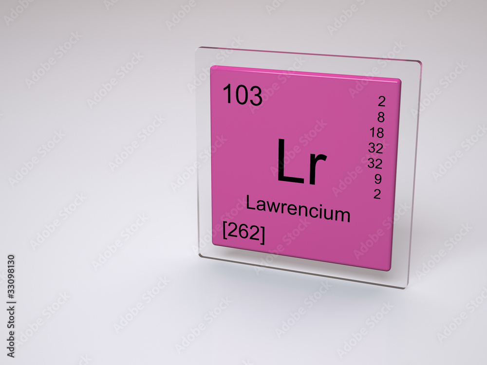 Lawrencium - symbol Lr - chemical element of the periodic table Stock ...