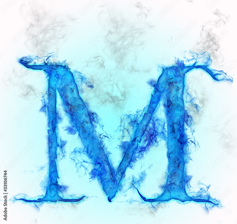 Letter M in blue ink design Stock Illustration | Adobe Stock