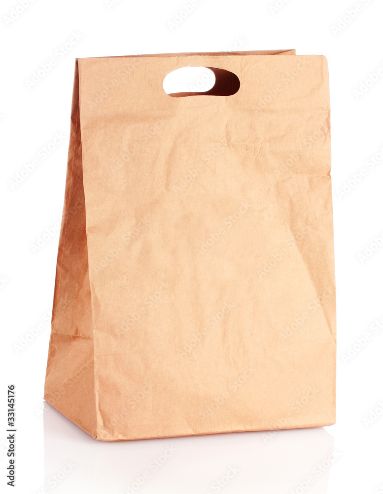 paper bag isolated on white Stock Photo | Adobe Stock