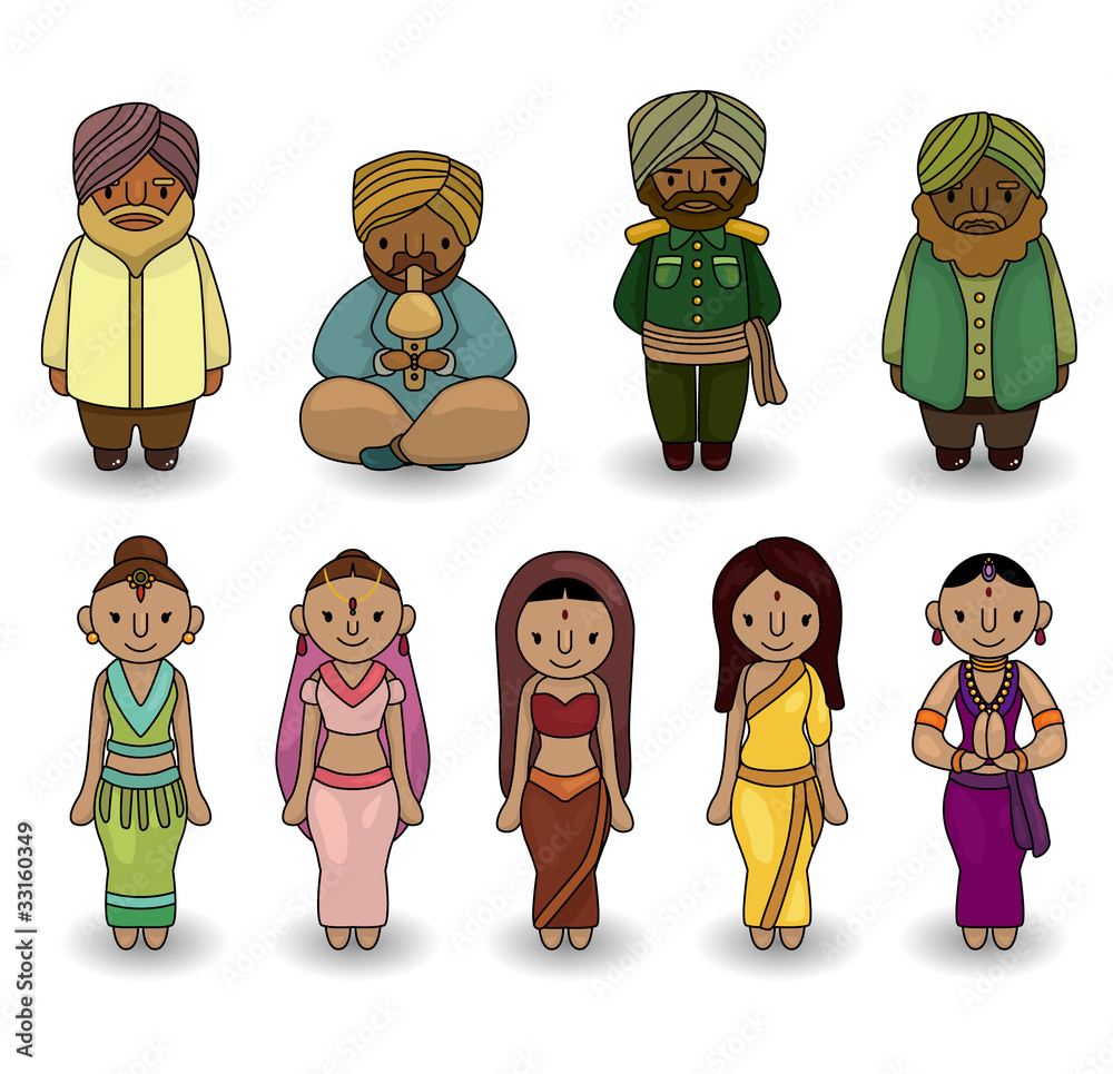 Vector of cartoon Indian icon set Stock Vector | Adobe Stock
