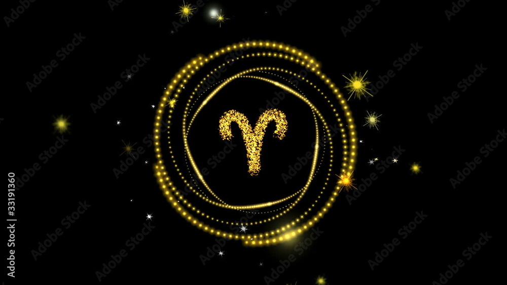 gold zodiac sign on a black background Stock Video | Adobe Stock