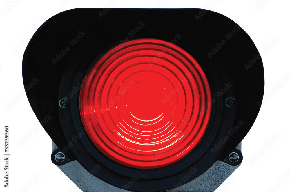 Red light railway traffic dwarf signal stop danger, isolated Stock ...