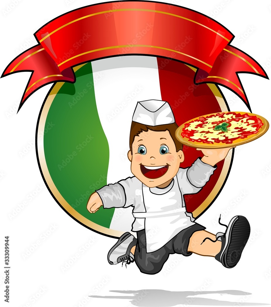 Young pizza Italian flag Stock Vector | Adobe Stock
