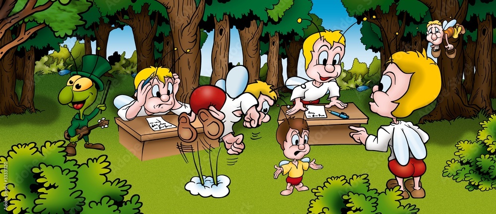 Bugs in School - Cartoon Background Illustration Stock Illustration ...