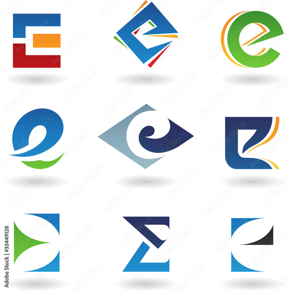 Vector illustration of abstract icons based on the letter E Stock ...