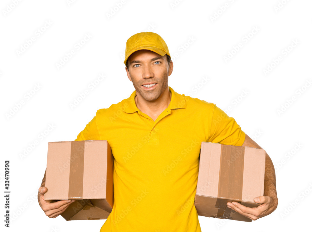 Paketdienst mit 2 Paketen Stock-Foto | Adobe Stock