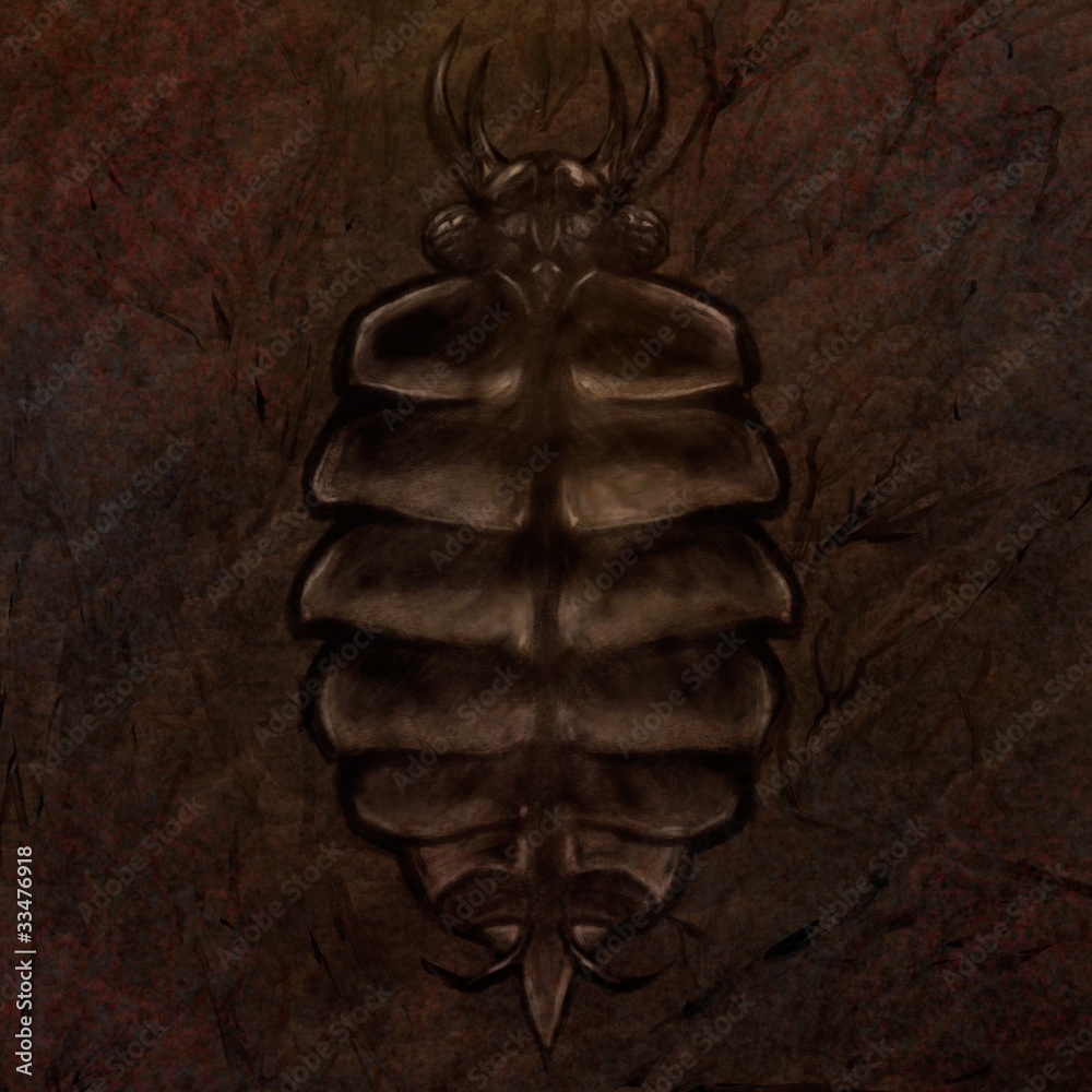 digital painting of a trilobite fossil set in ancient stone Stock ...