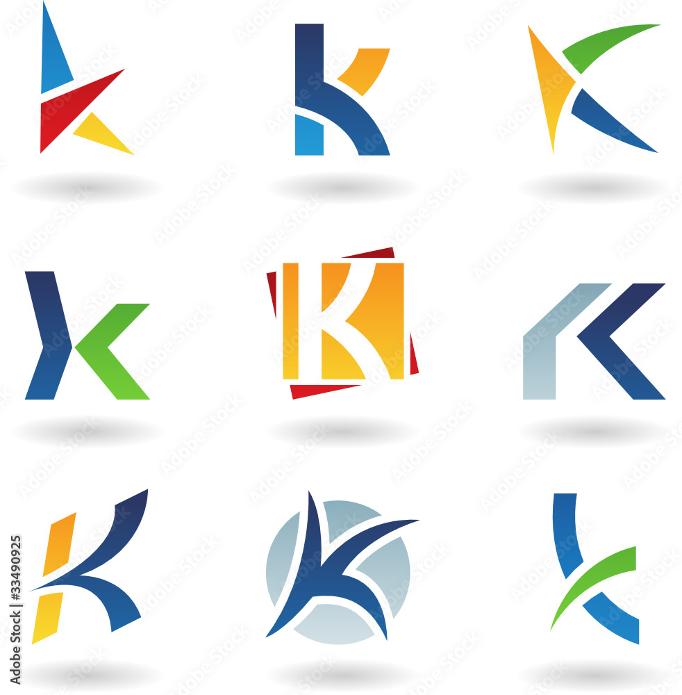 Vector illustration of abstract icons based on the letter K Stock ...