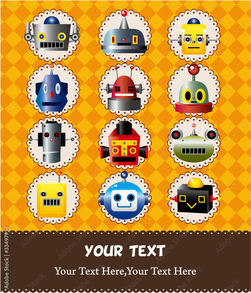 cartoon robot card. Stock Vector | Adobe Stock