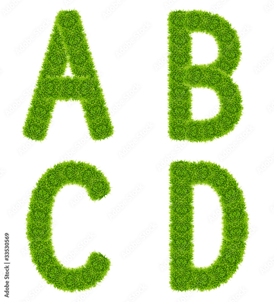 green grass letter abcd isolated Stock Photo | Adobe Stock