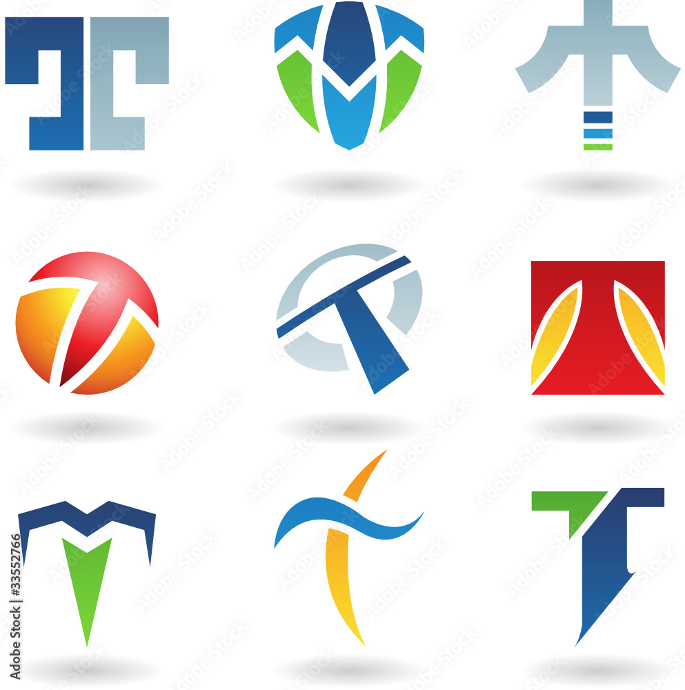 Vector illustration of abstract icons based on the letter T Stock ...