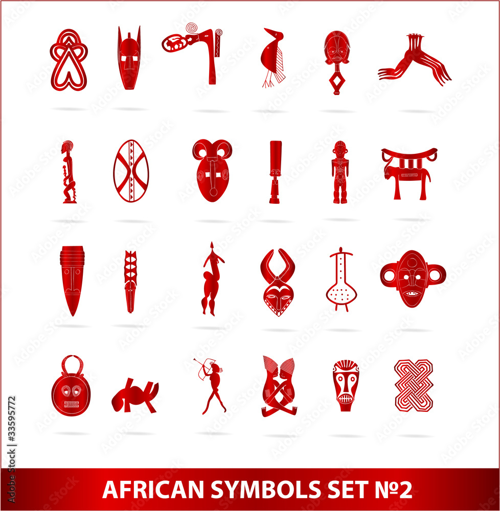 god african symbols set vector red color Stock Vector | Adobe Stock
