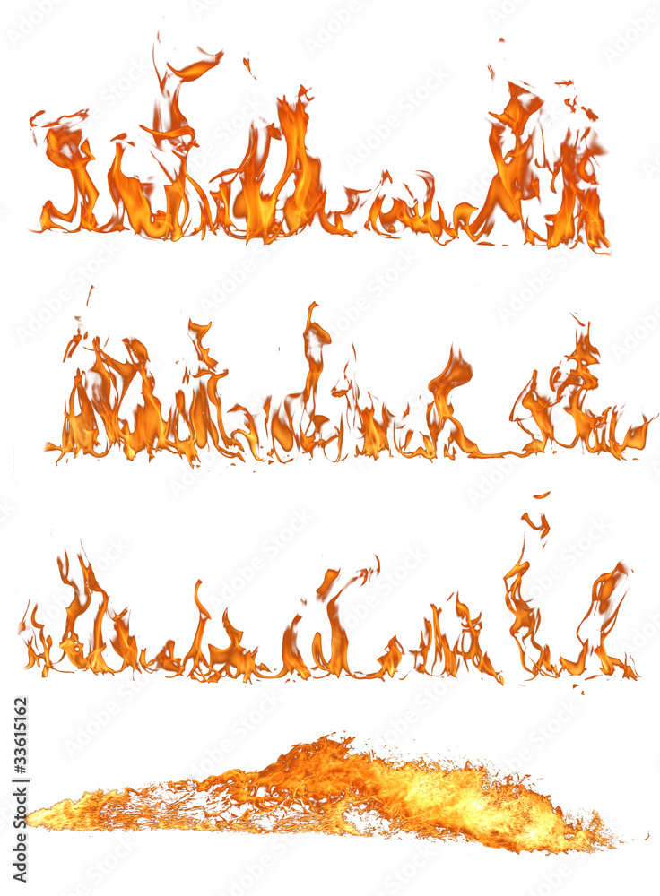 High resolution fire collection isolated on white background Stock ...