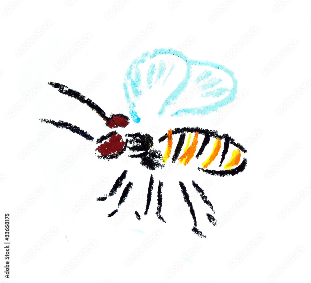 fly bee simple illustration Stock Photo | Adobe Stock
