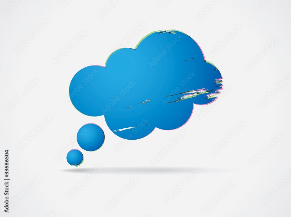 Blue thinking cloud Stock Vector | Adobe Stock