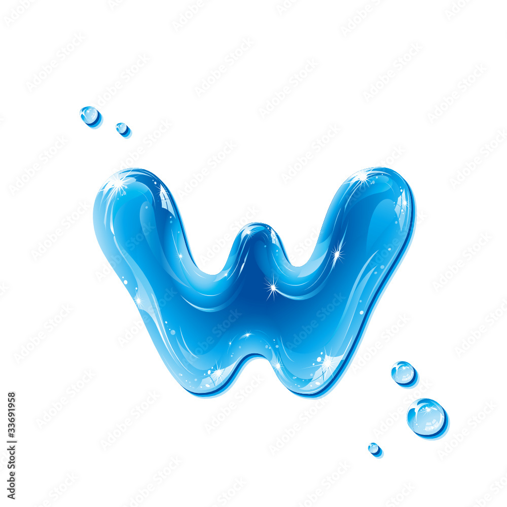 ABC series - Water Liquid Letter - Small Letter w Stock Vector | Adobe ...