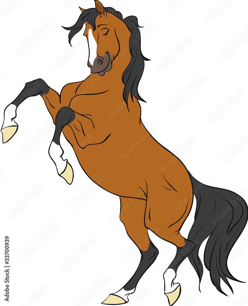 Cartoon bay horse rearing up Stock Photo | Adobe Stock