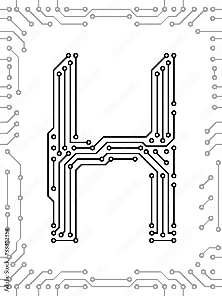 Alphabet of printed circuit boards. Capital letter H Stock Vector ...