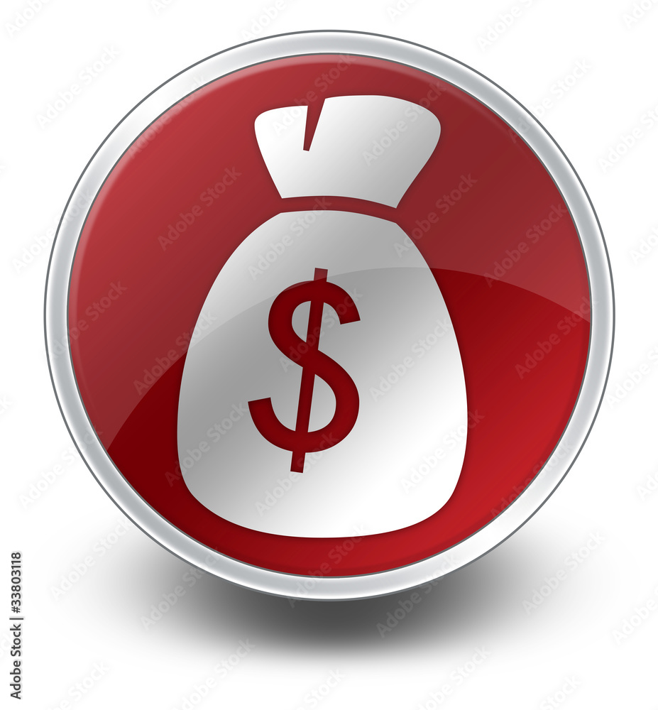 Red Glossy Icon "Money Bag with Dollar Sign" Stock Illustration | Adobe ...