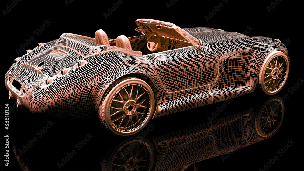 Car design, wire model Stock Illustration | Adobe Stock