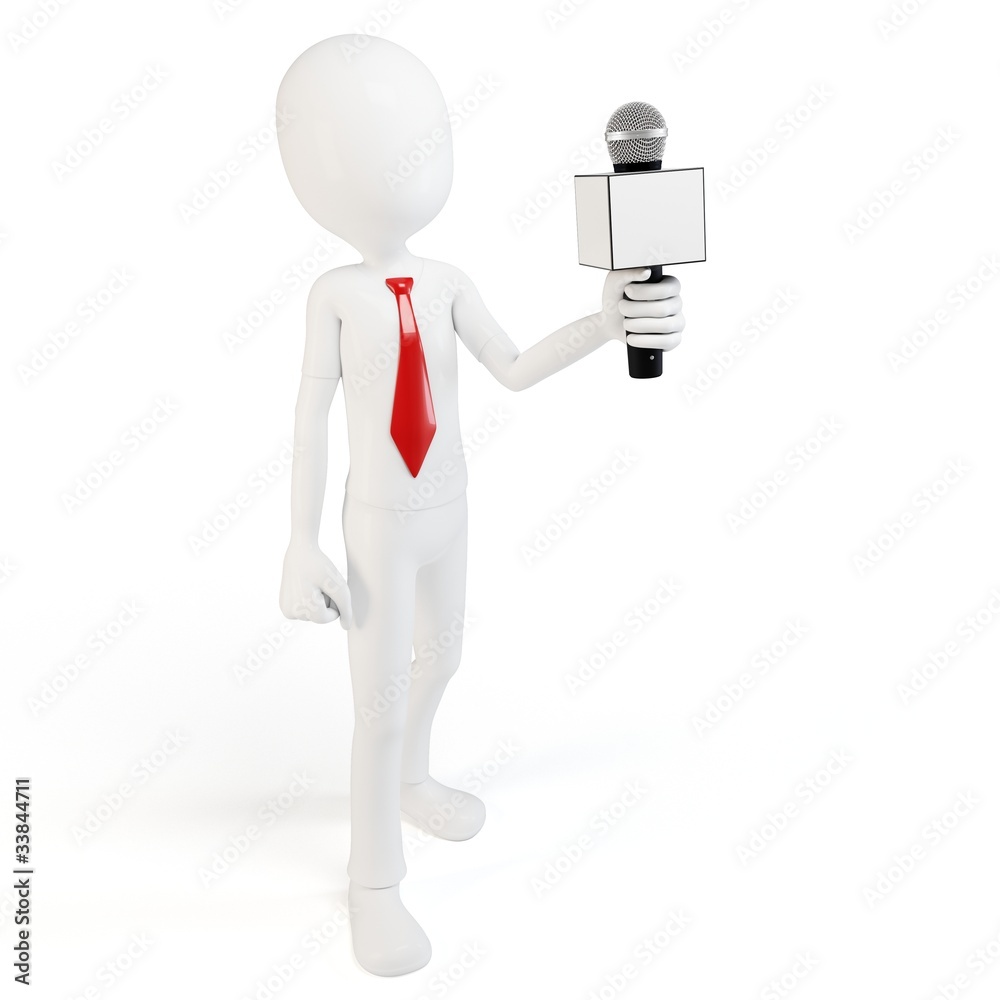 3d man with microphone interview concept Stock Illustration | Adobe Stock