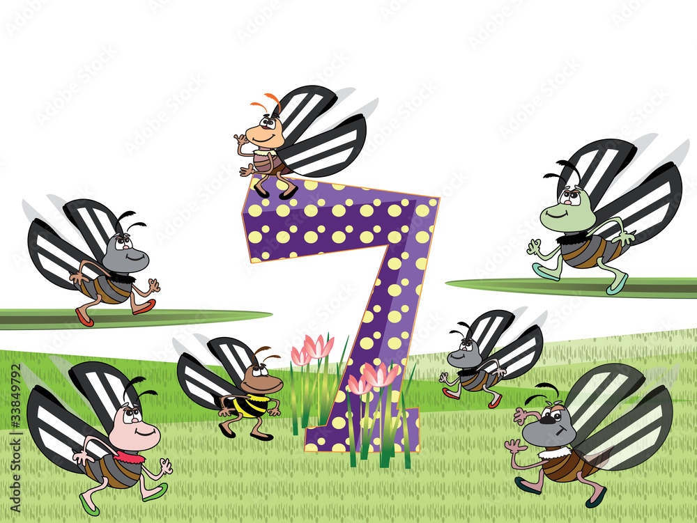 Insects and numbers series for kids, from 0 to 10 ,7 Stock Photo ...