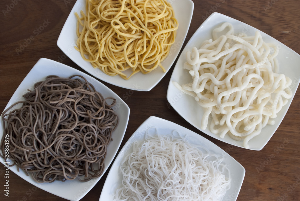 Four types of noodles Stock Photo | Adobe Stock