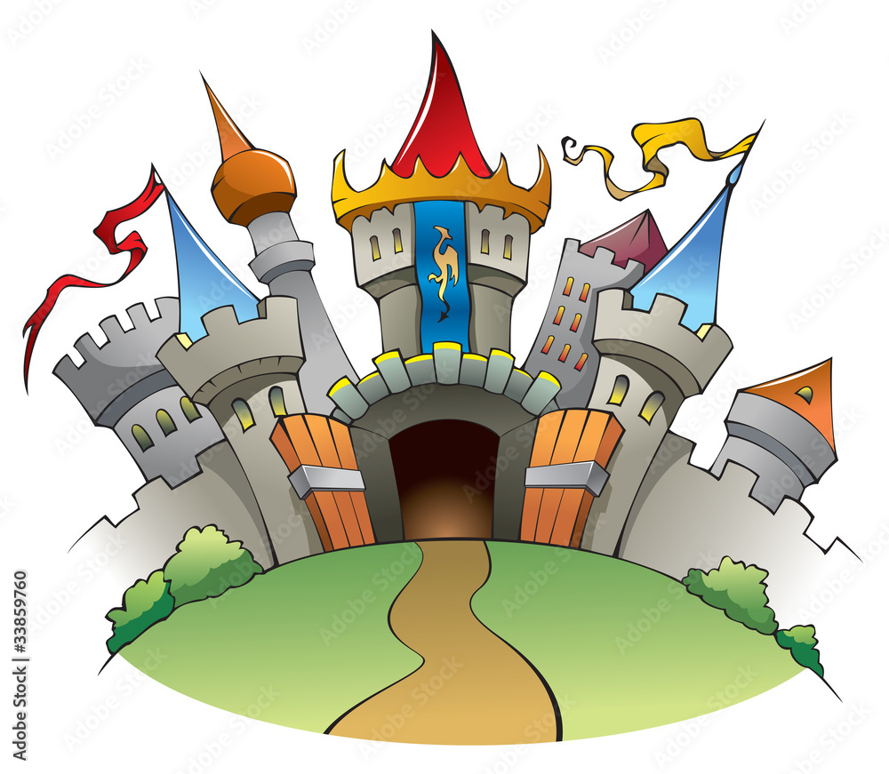 Medieval castle, cartoon vector illustration Stock Vector | Adobe Stock