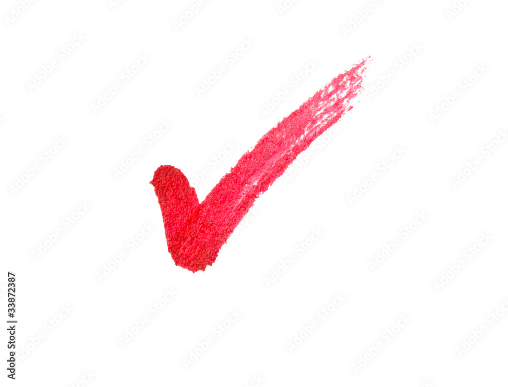 Red tick isolated on white background Stock Photo | Adobe Stock